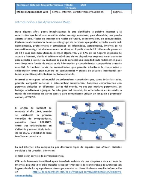 Tema 1 Internet Características Y Evolución Pdf Red Mundial