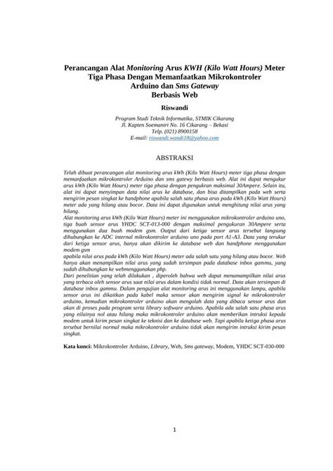 Pdf Perancangan Alat Monitoring Arus Kwh Kilo Watt Hours Lppm Stmikcikarang Ac Id Sites