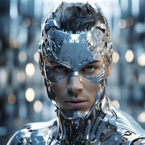 Premium Ai Image A Close Up Of A Man In A Silver Robot Suit