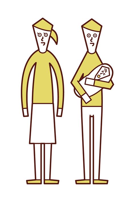 결혼한 부부가 아이를 안고 있는 일러스트 무료 일러스트 소재집 Kukukeke