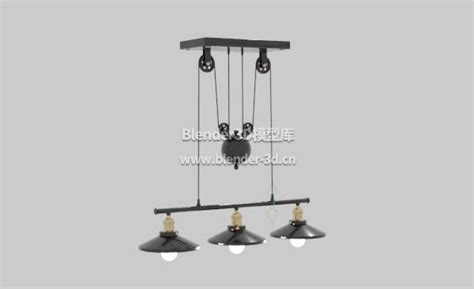 Blender 工业风排灯吊灯3d模型素材资源免费下载 Blender3d模型库