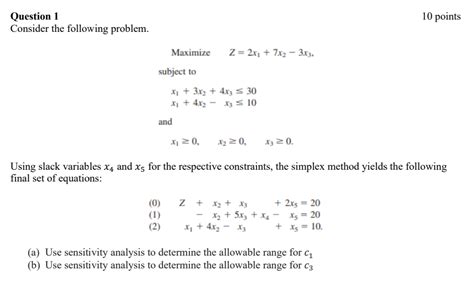 solved question 1 10 points consider the following problem