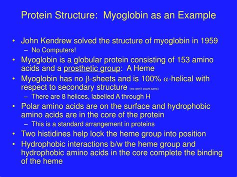 Ppt Protein Structure Myoglobin As An Example Powerpoint Presentation Id 4169939