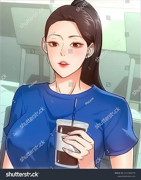 Happy Beautiful Dynamic Anime Girl Glass Stock Illustration 2211990735