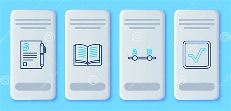 Set Line Open Book Graph Schedule Chart Diagram Test Or Exam Sheet And And Square Root Icon