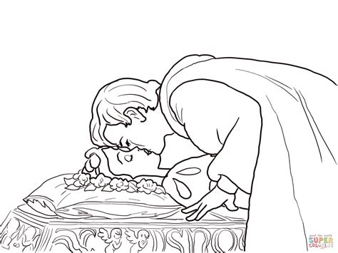Prince Kisses Snow White Coloring Page Free Printable Coloring Pages