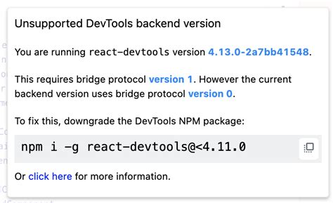 Unsupported Devtools Backend Version · Issue 2250 · Facebookflipper