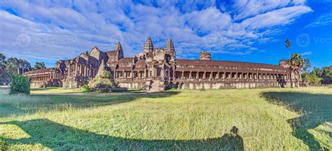 Panoramic View Of Angkor Wat Temple Under Blue Sky Cambodia 72269178