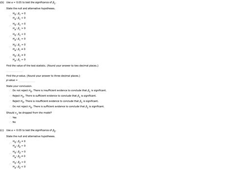 Solved a Use α 0 01 to test the hypotheses H0 β1 β2 0Ha β1 Chegg com