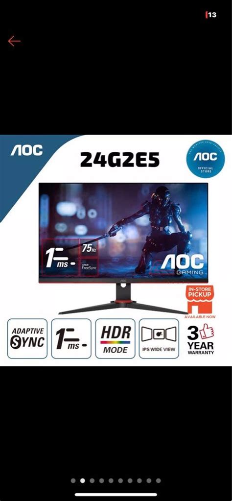 Aoc 24inch 75hz Monitor Display Computers And Tech Parts And Accessories Monitor Screens On Carousell