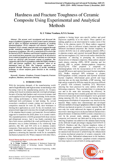 Pdf Hardness And Fracture Toughness Of Ceramic Composite Using Experimental And Analytical Methods