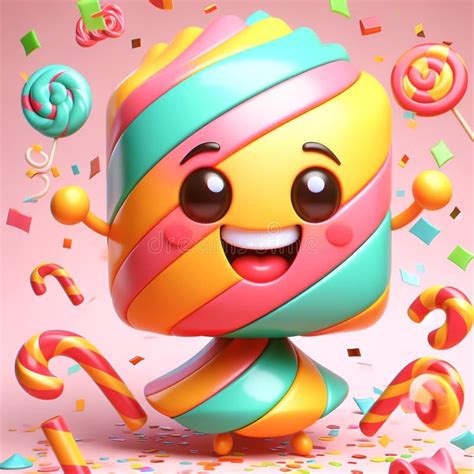 Funny Candy Cartoon Colorful And Happy Invitation Card Stock Illustration Illustration Of