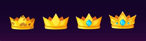 게임 Ui 레벨 랭크 디자인을 위한 금색 왕관 아이콘 무료 벡터