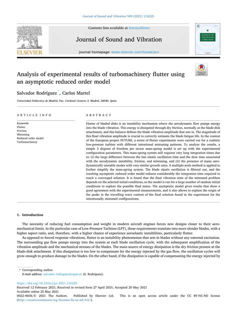 Pdf Analysis Of Experimental Results Of Turbomachinery Flutter Using An Asymptotic Reduced