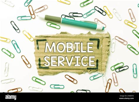 Hand Writing Sign Mobile Service Business Showcase Radio Communication Utility Between Mobile