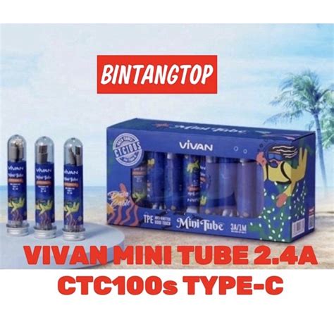 Jual Kabel Data Vivan Mini Tube CTC100 CTC100S For Type C 2 4a 1meter Shopee Indonesia