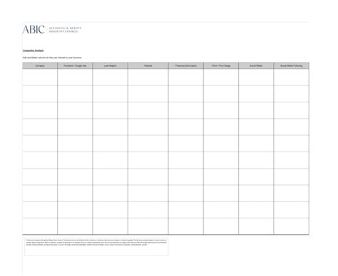 Free Competitor Analysis Templates Excel Word