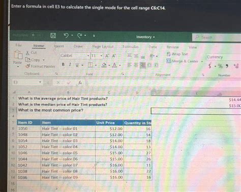 Solved Enter A Formula In Cell E To Calculate The Single Chegg Com