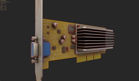 3d Model Retro Gpu Without Fan Video Card Computer Part Vr Ar Low