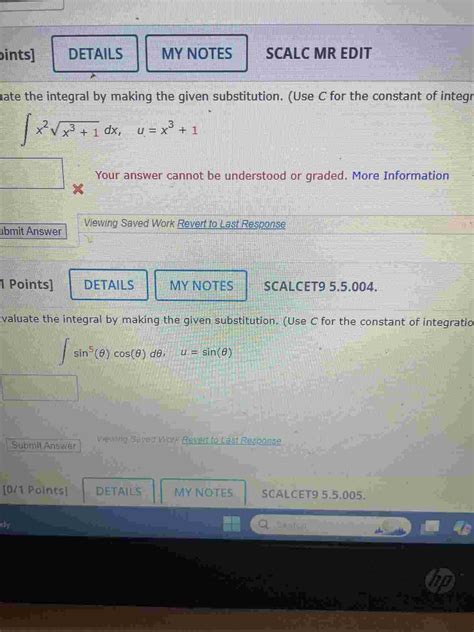 Solved Ints∫﻿﻿x2x312dxux31your Answer Cannot Be