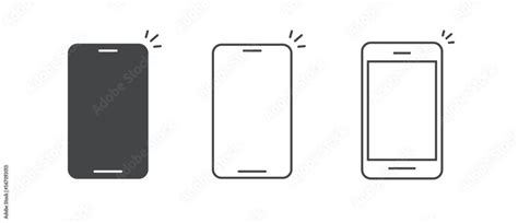 Cell Phone Line Outline Frame Smartphone Simple Vector Graphic Mockup Icon Smart Cellphone