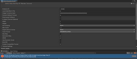 rendertexture create failed width and height must be larger than 0