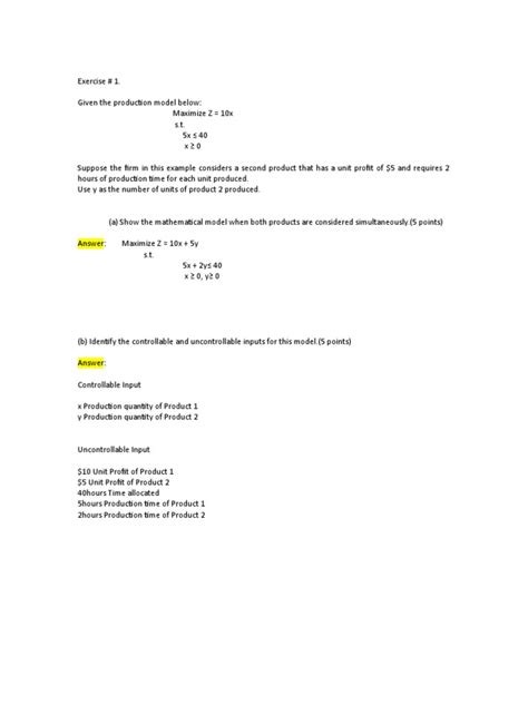 Exercise1 Intro Tomanagementscience Download Free Pdf Inputoutput