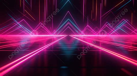 Neon Lights With Lines In The Background 3d Abstract Background Render