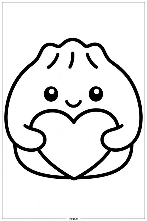 Dumpling Squishy Hugging Heart Coloring Page Free Pdfandpng Printable