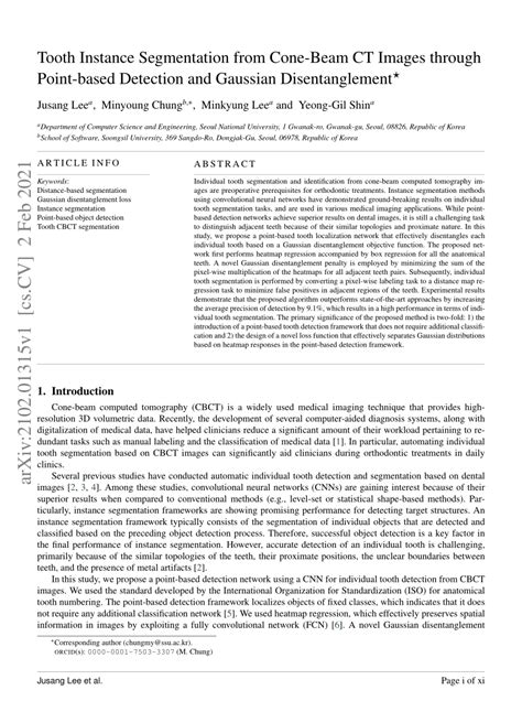 Pdf Tooth Instance Segmentation From Cone Beam Ct Images Through Point Based Detection And