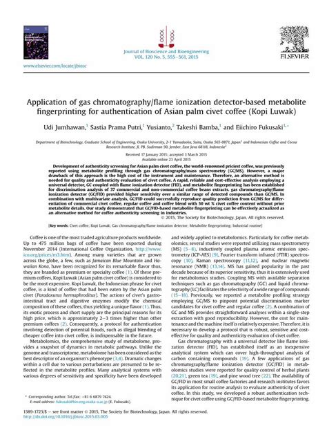 Pdf Application Of Gas Chromatography Flame Ionization … Application Of Gas Chromatography