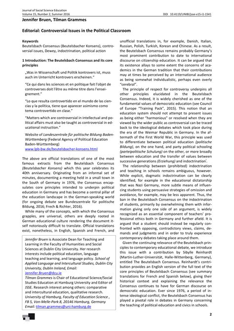 Pdf Controversial Issues In The Political Classroom Journal Of Social Science Education 2016