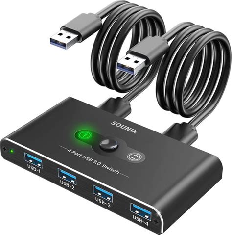 Sounix USB 3 0 Switch 2 PC S Delen 4 X USB 3 0 Poorten Aluminum USB 3 0 Switch 4 Bol