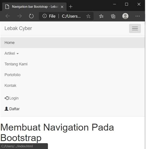 Navigation Bar Menggunakan Bootstrap Lebak Cyber