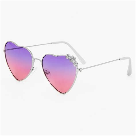 Claires Club Purple And Pink Heart Aviator Sunglasses At Coolsprings