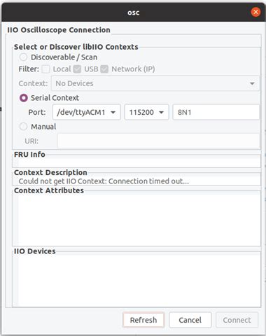 No OS IIO Oscilloscope Serial Connection Q A Software Interface Tools EngineerZone