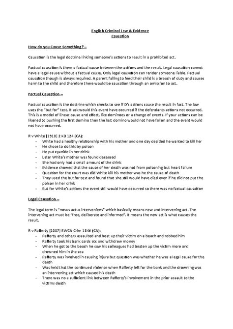 English Criminal Law Lecture 3 Causation English Criminal Law And Evidence Causation How Do