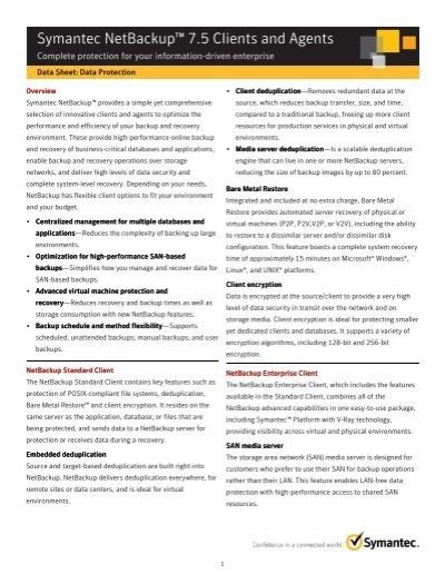Symantec NetBackup Clients And Agents