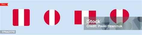 페루 국기 아이콘입니다 페루 국기 세트 기호입니다 국가 상징 사각형 원 하트 모양 플래그 벡터 격리 0명에 대한 스톡 벡터 아트 및 기타 이미지 Istock