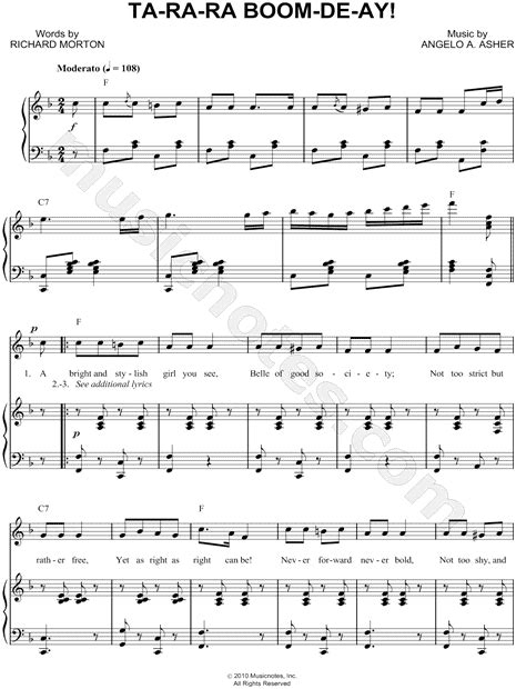 Angelo A Asher Ta Ra Ra Boom De Ay Sheet Music In F Major