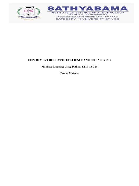 S11bvac14 Machine Learnig Using Python Cse Course Material Unit1 Pdf