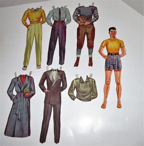 Vintage 1940s 1950s Teen Boys Paper Dolls With Clothes 4551038000