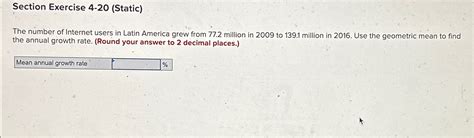 Solved Section Exercise 4 20 Staticthe Number Of Internet