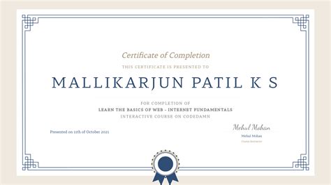 mallikarjun patil k s s certification for learn the basics of web internet fundamentals codedamn