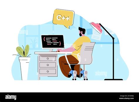 Software Engineering Concept Programmer Creates Apps Works At Computer Situation Development