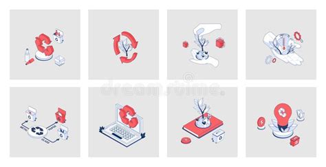 Ecology Concept Of Isometric Icons In 3d Isometry Design For Web Stock Vector Illustration Of