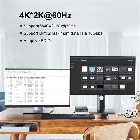 Dual Monitor KVM Switch DisplayPort 4K 60Hz DP 2 Port KVM Switches 2 PC 2 Monitor USB2 0 DP1 2