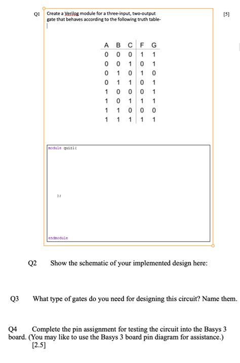 Solved Q1 Create A Verilog Module For A Three Input Chegg