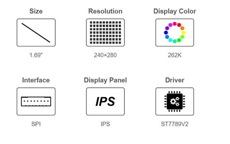 Waveshare 1 69inch LCD Display Module 240280 Resolution SPI Interface IPS 262K Colors