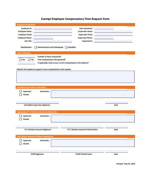 Free 10 Compensatory Time Authorization Forms In Pdf Ms Word